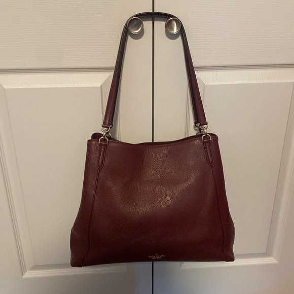 kate spade | Bags | Kate Spade Leila Large Maroon Triple Compartment ...